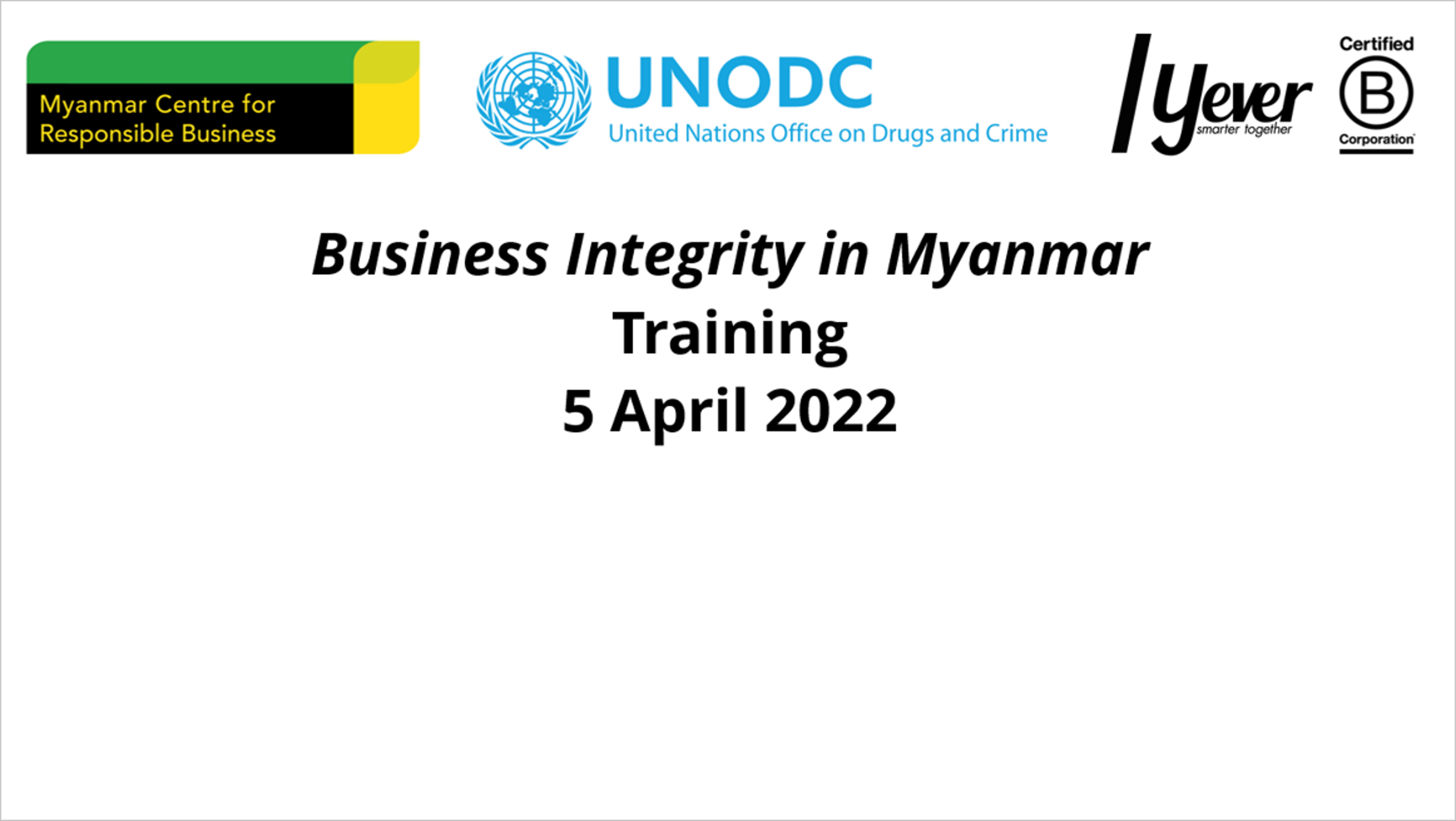 Training - Business Integrity Myanmar