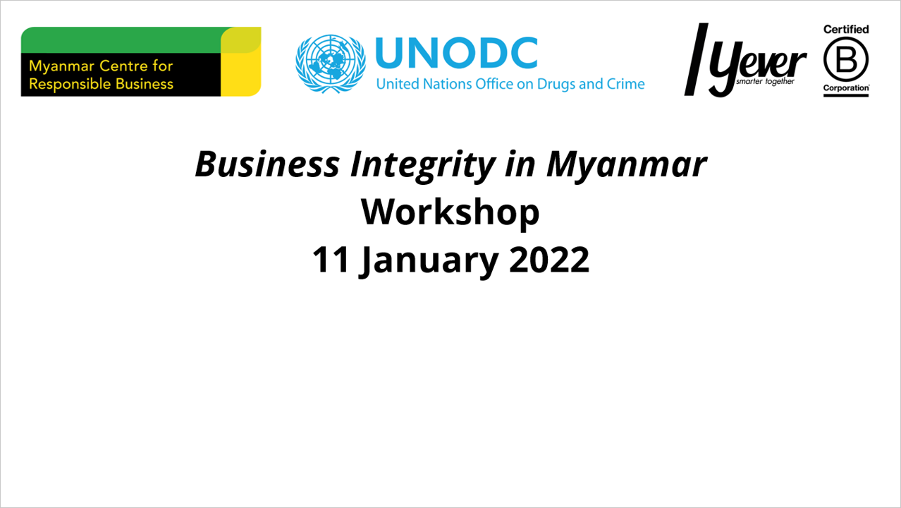 Training - Business Integrity Myanmar